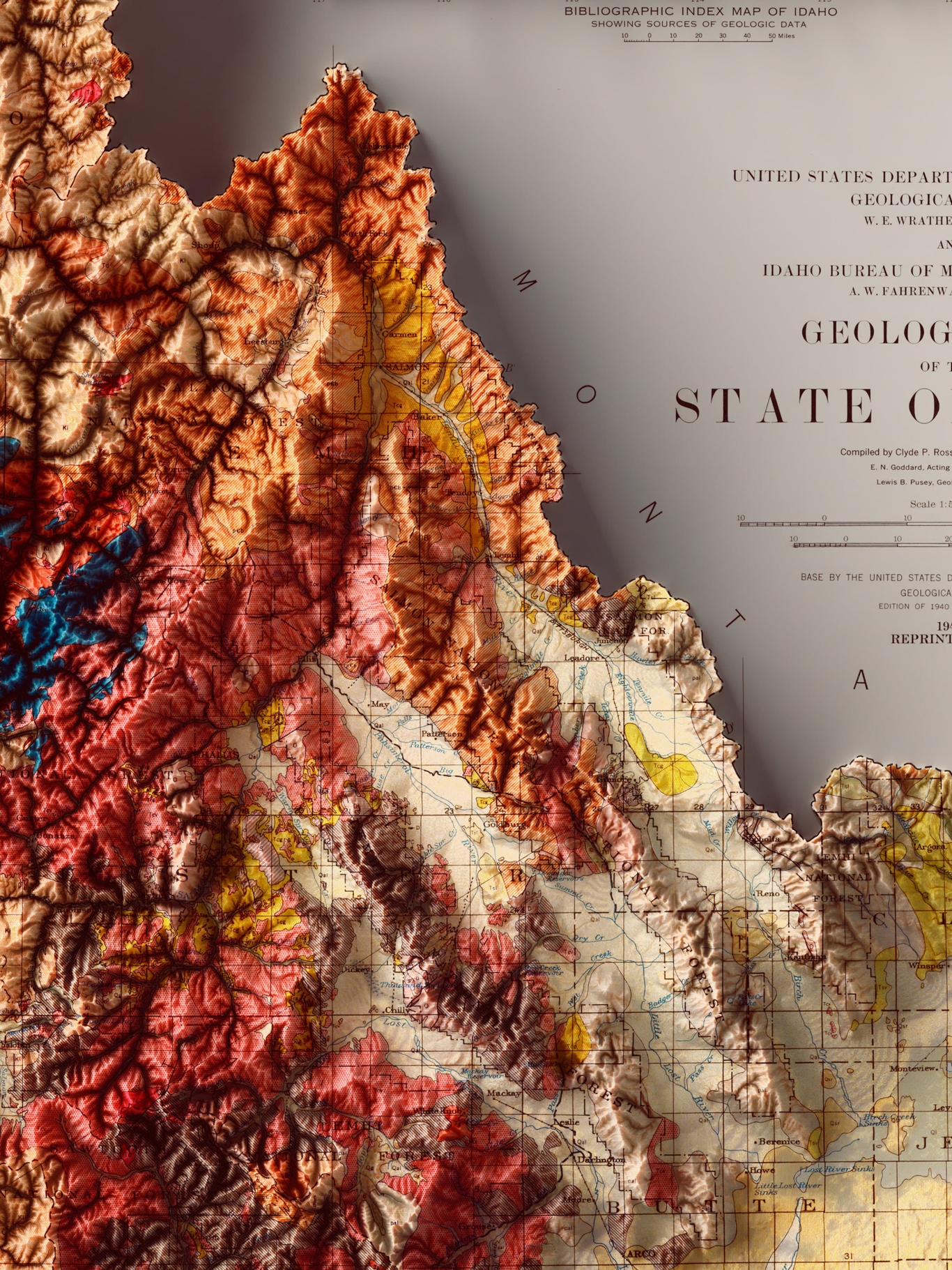 Idaho (USA) | Geological map - 1947 | VizArt